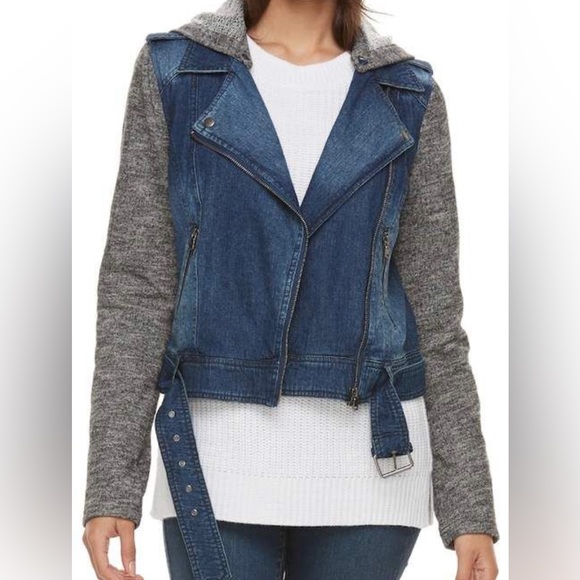 Sebby | Jackets & Coats | Sebby Moto Jean Jacket Large | Poshmark